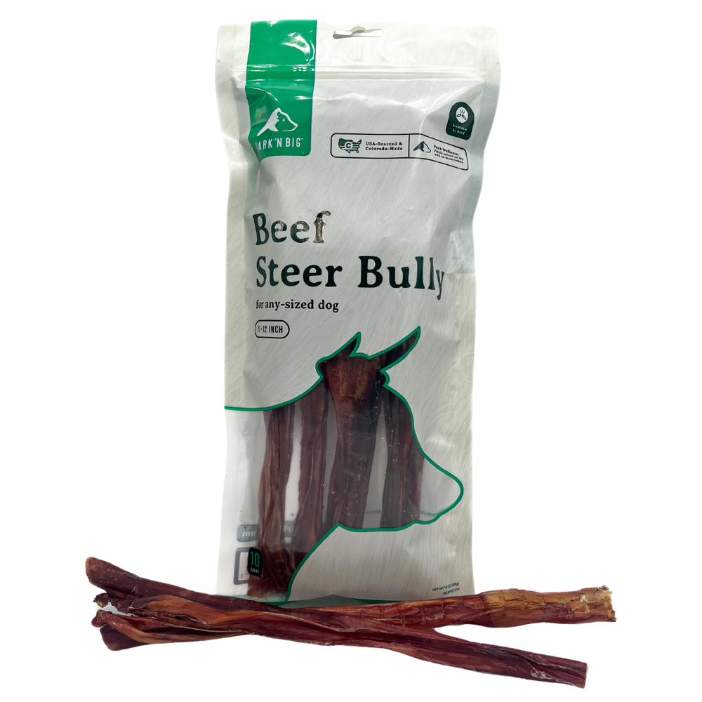 Bark 'N Big Beef Steer Bully Stick Standard 12in - 10ct ...