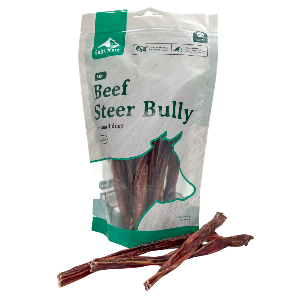 Bark 'N Big Beef Steer Bully Stick Mini 6in - 15ct ...