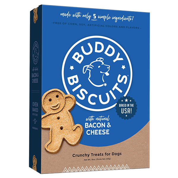 Buddy Biscuit Whole Grain Oven Baked Dog Treats (Bacon & Cheese) - 16oz ...