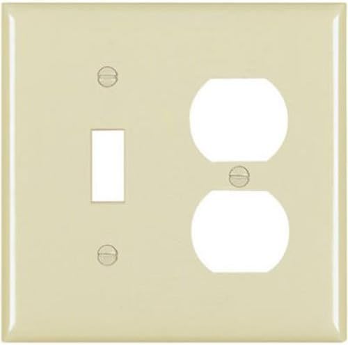 Pass & Seymour 2 Gang Toggle Switch/Duplex Receptacle Wall Plate, Ivory ...