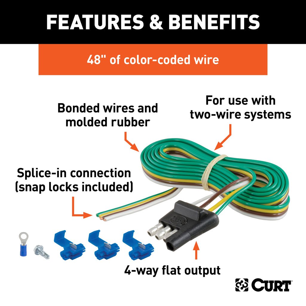 Curt Manufacturing 4-Way Flat Connector Plug With 48 Inch Wires ...