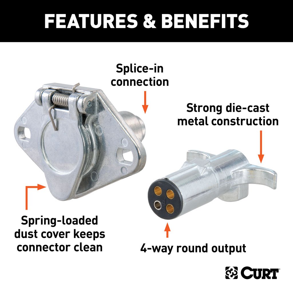 Curt Manufacturing 4-Way Round Connector Plug And Socket ...